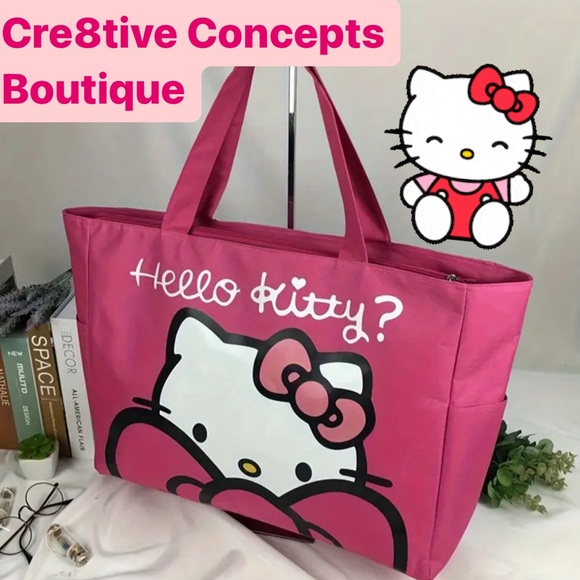 Hello Kitty | Bags | Hello Kitty Pvc Xtra Large Toteblackpink | Poshmark